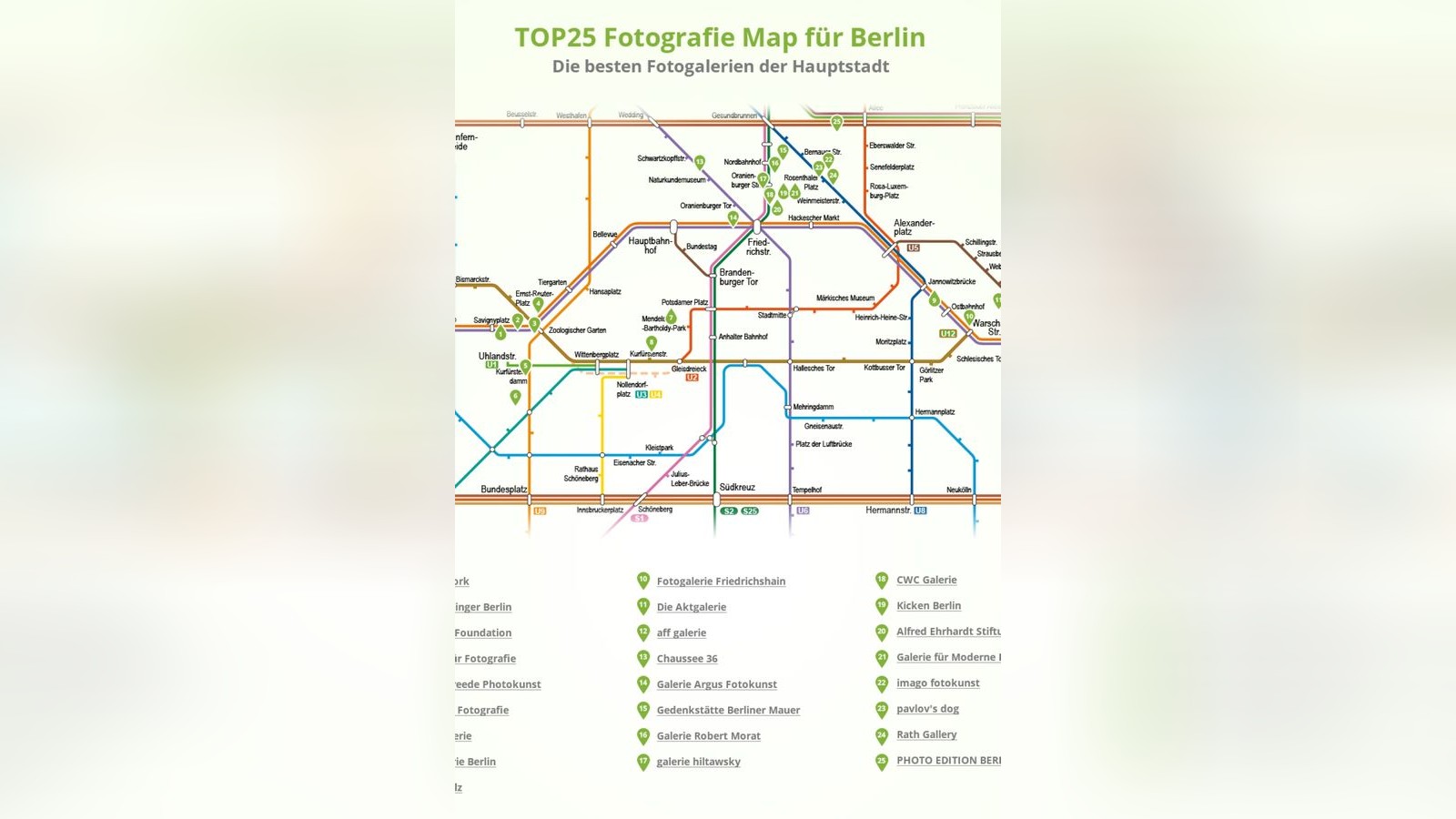 Interaktive U-Bahnkarte zeigt 25 Berliner Fotogalerien