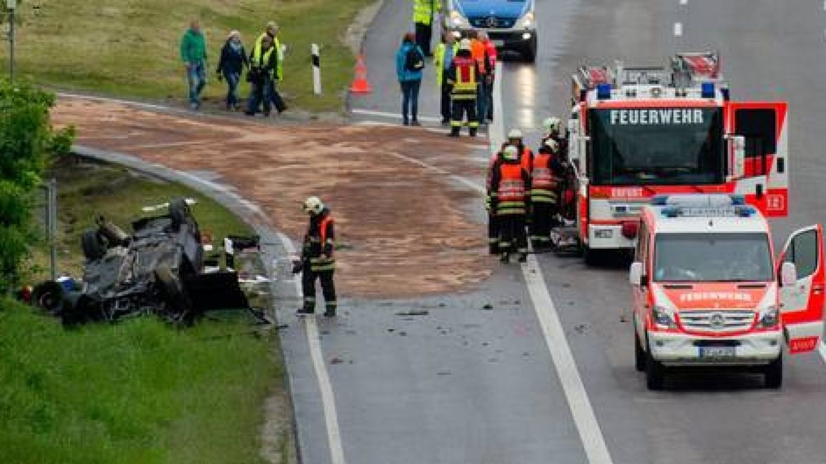 Schwerer Unfall auf der A4 an der Anschlussstelle Erfurt-Ost