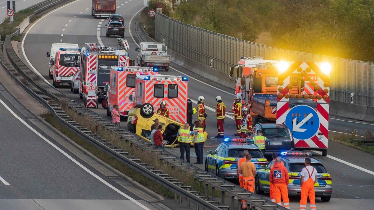 Auto-Unfall auf der A71 bei Erfurt-Gispersleben