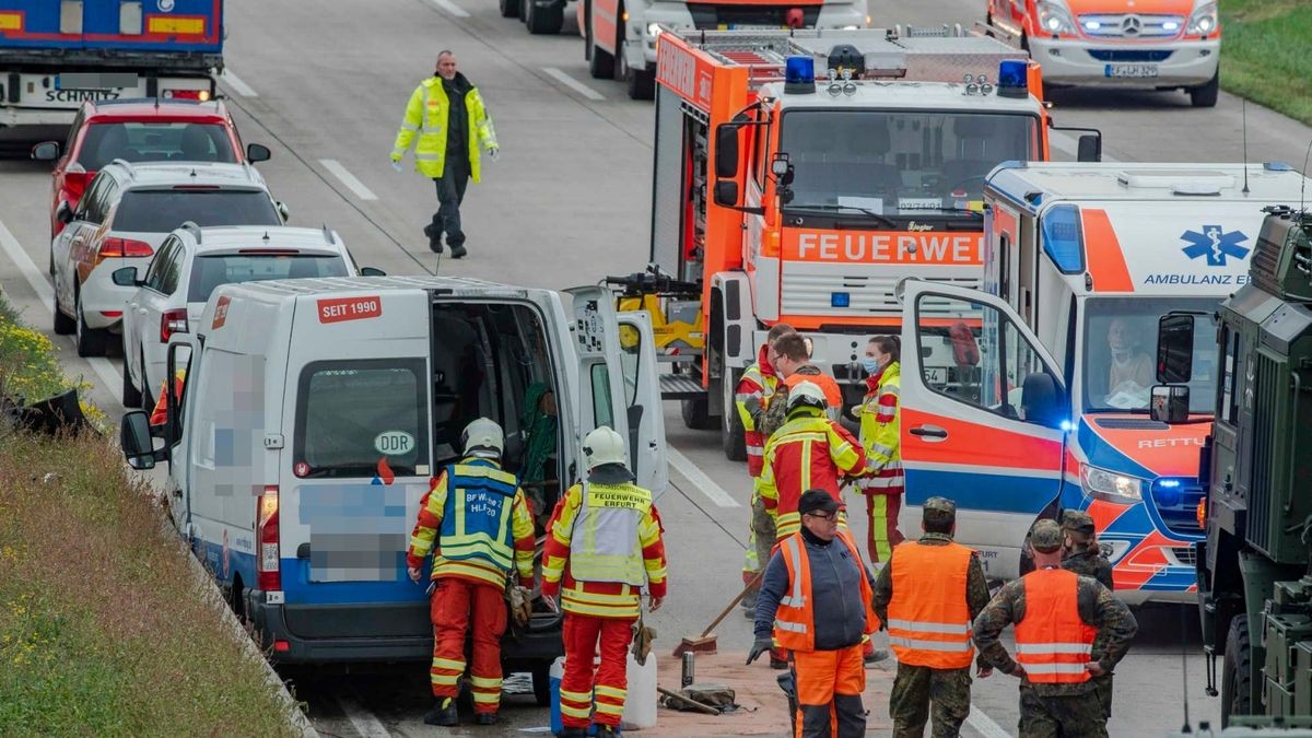 Schwerer Unfall auf A4 bei Erfurt