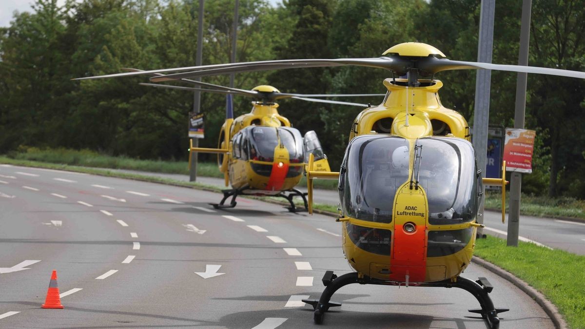 Fünf Menschen bei schwerem Unfall in Gera verletzt - Zwei Hubschrauber im Einsatz