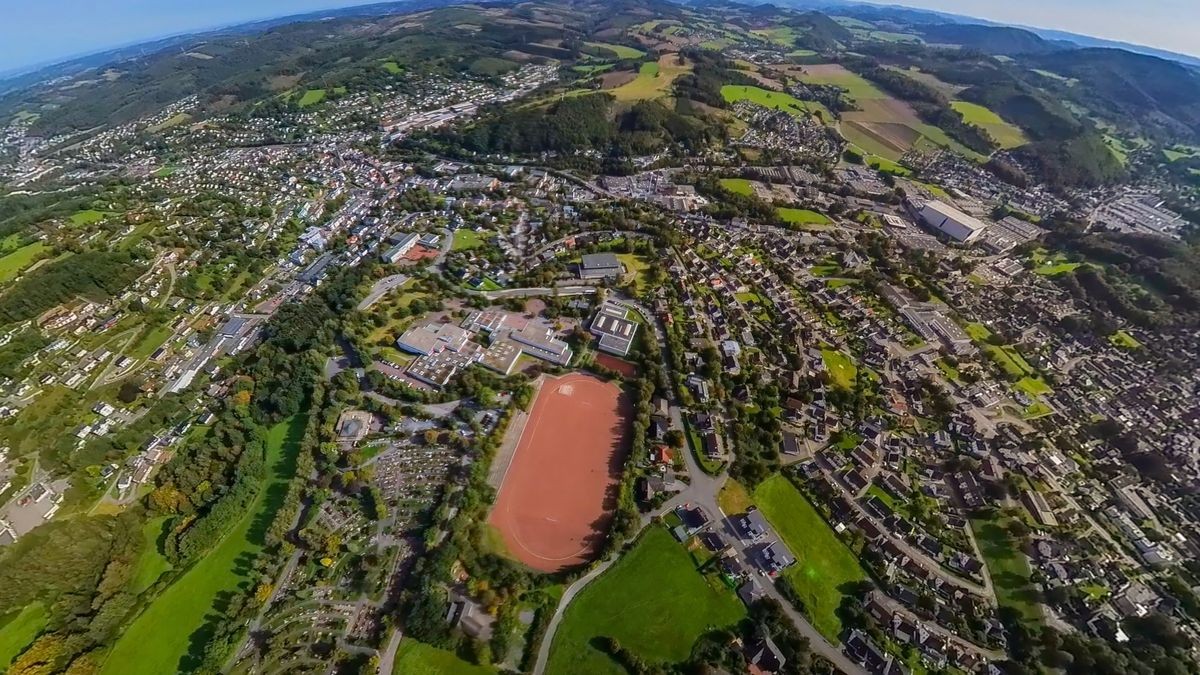 Sundern mit der Fischaugenkamera von oben fotografiert