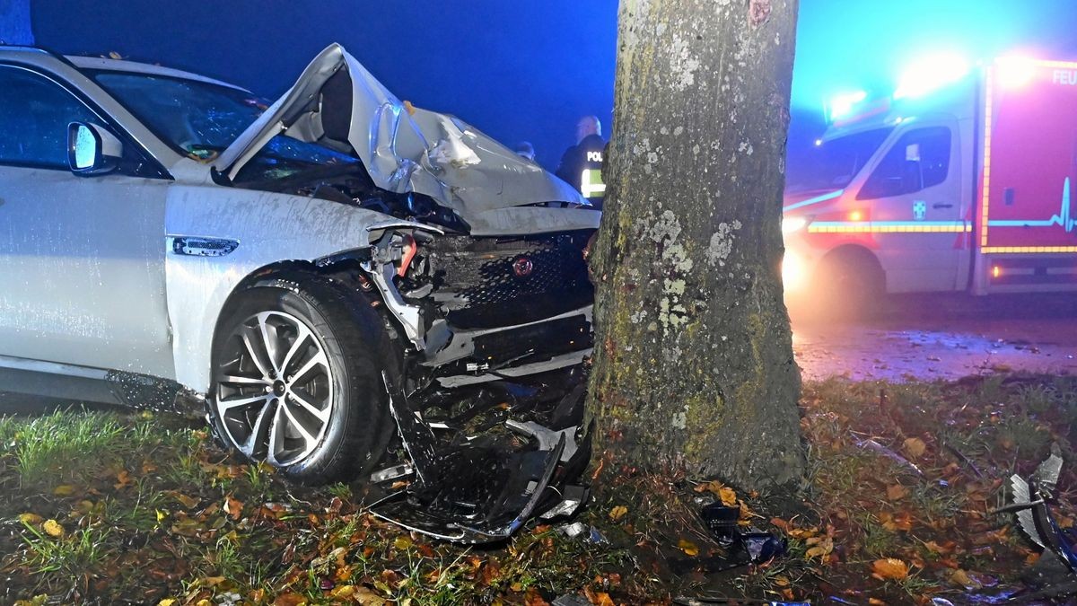 Jaguar kracht gegen Baum: Essener Fahrer ist schwer verletzt
