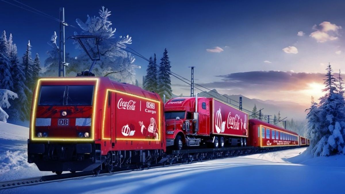 Coca-Cola Weihnachtstruck-Tour: Der Weihnachtsmann kommt mit dem Zug von DB Cargo an vier ...