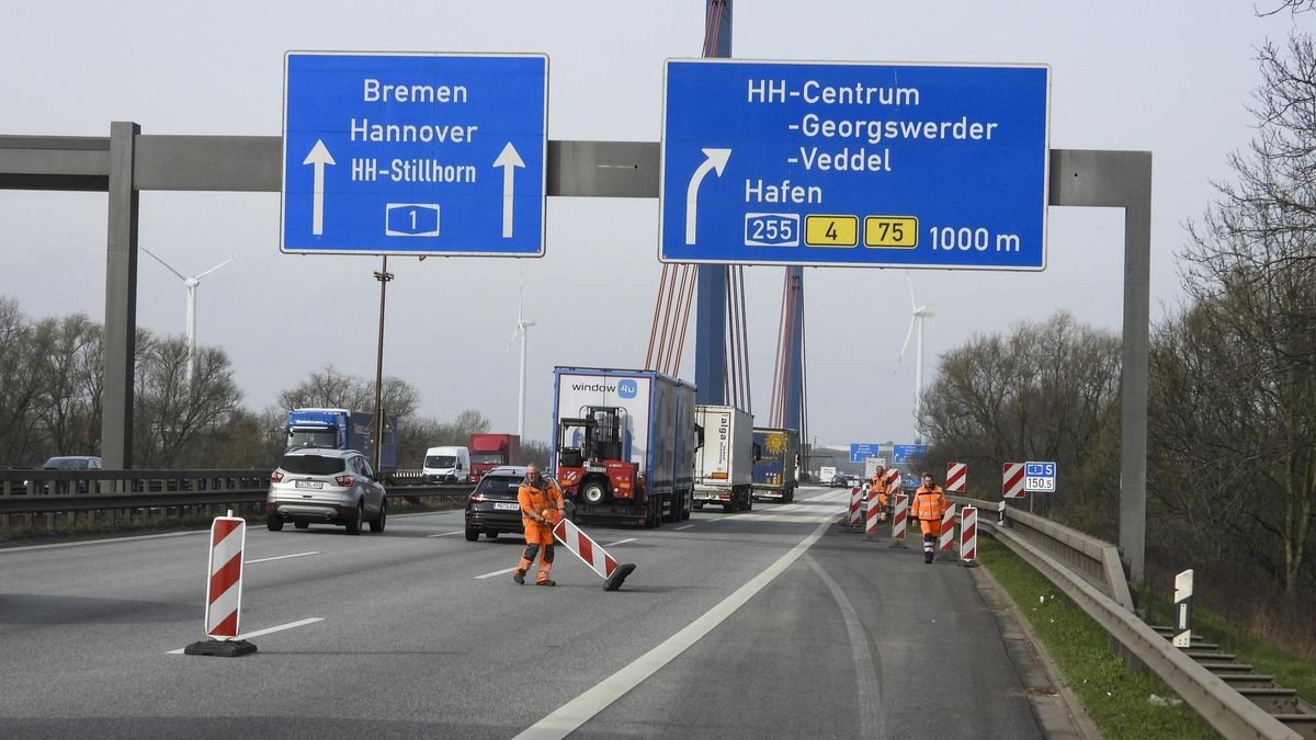 A1 in Hamburg: Ab heute Fahrstreifen-Sperrung auf Norderelbbrücke