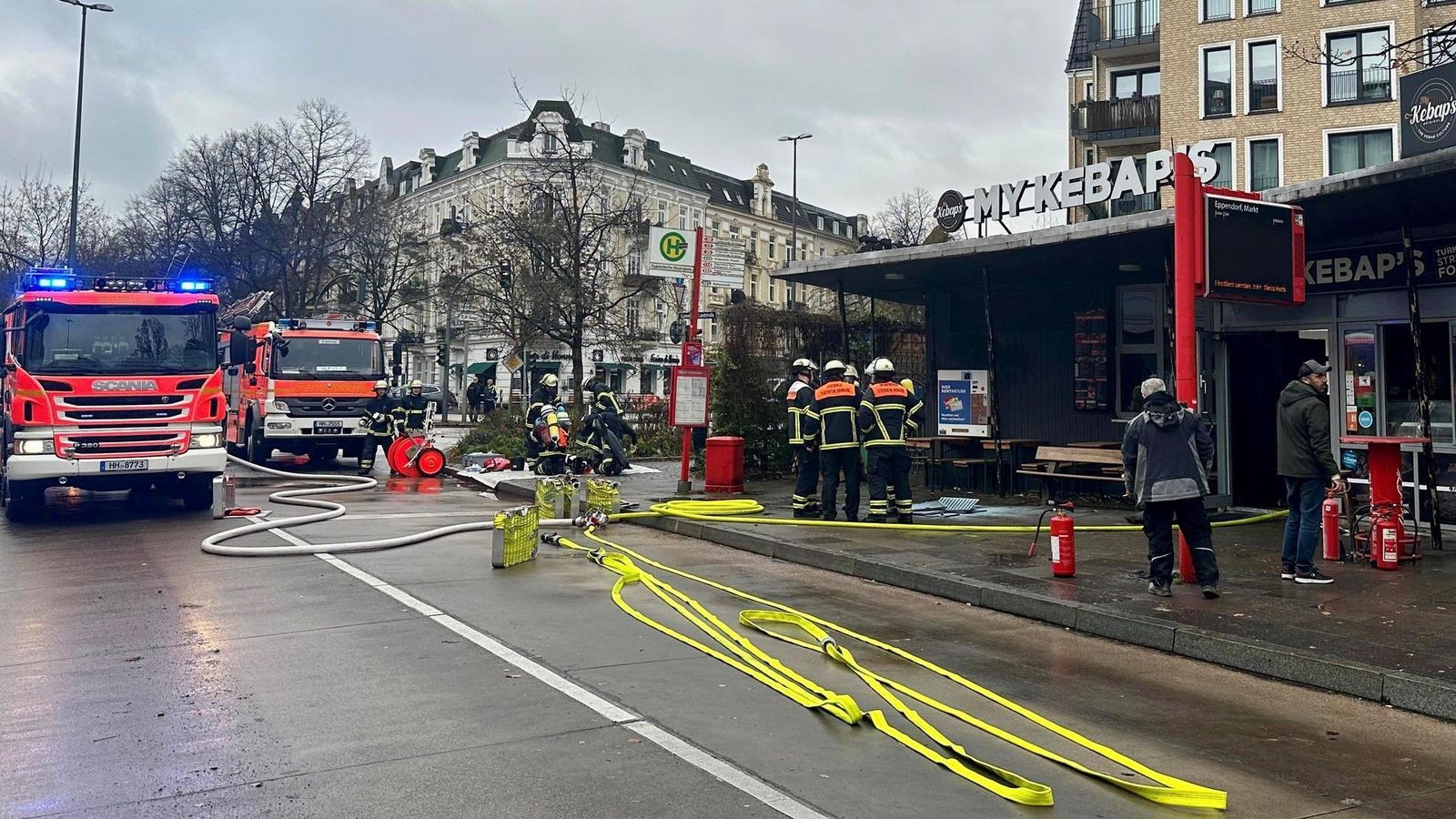 Eppendorf: Feuer bei Dönerladen „My Kebap‘s“ am Eppendorfer Marktplatz