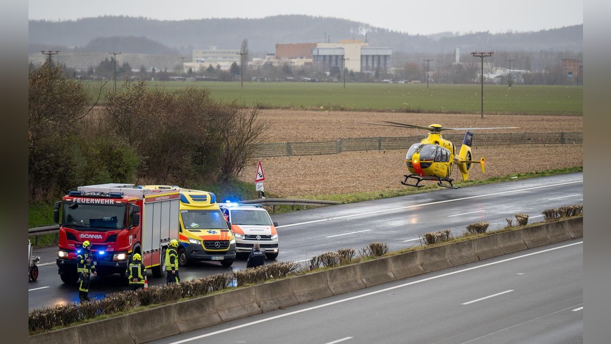 Schwerer Unfall auf der A4 im Kreis Gotha – die Bilder