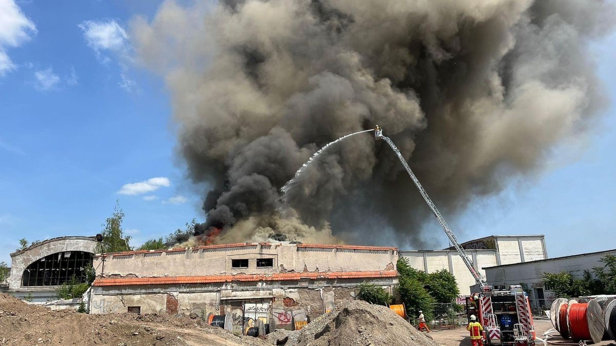 Großbrand auf Erfurter Schlachthof: Löscharbeiten bis in den Morgen (mit Video)