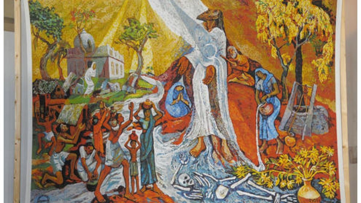 Misereor-Hungertücher in der Recklinghäuser Propsteikirche St. Peter